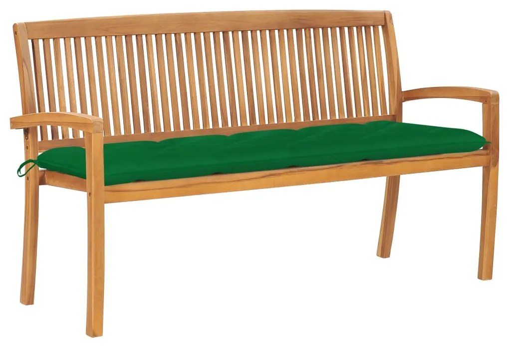 Stohovatelná zahradní lavice s poduškou 159 cm masivní teak 3063326