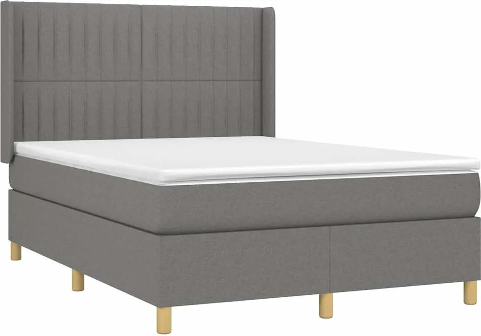 Box spring postel s matrací tmavě šedá 140x200 cm textil 3132154