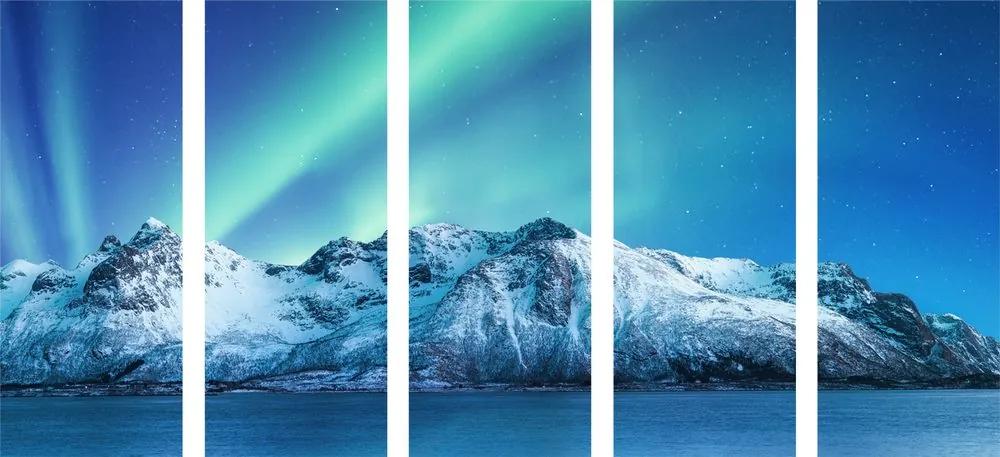 5-dílný obraz arktická polární záře