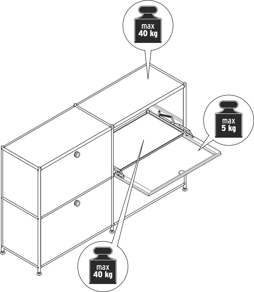 Tchibo - Odkládací skříňka »Cn3« se 4 výklopnými dvířky - barva: šedá