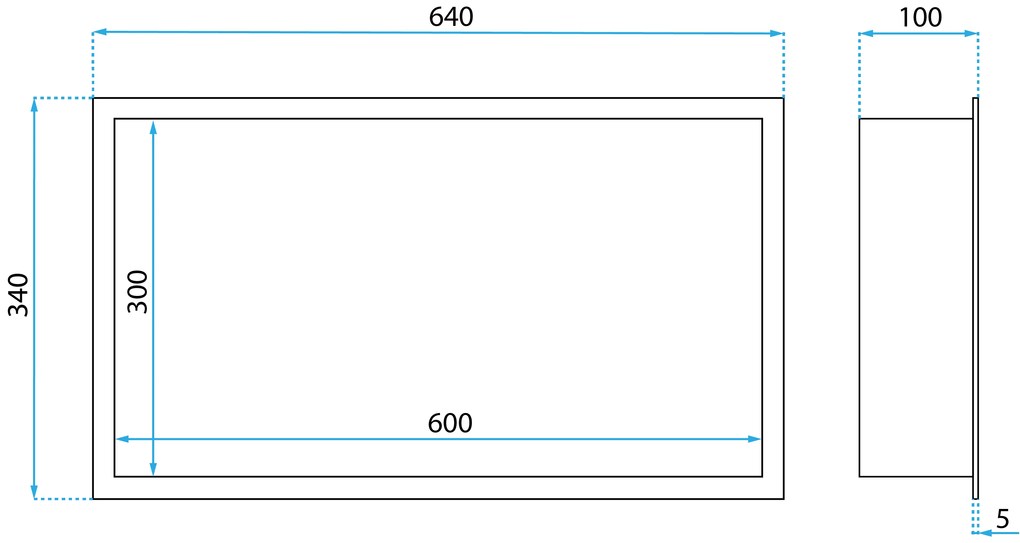 Rea Rea, LED polička na zapuštění 60x30x10 cm, 12W, 3000K, broušená ocel, REA-08544