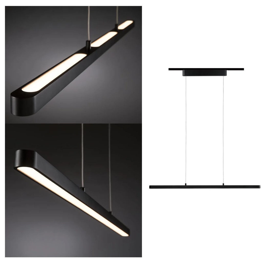 Paulmann 96816 Lento, černé lineární svítidlo se svícením nahoru-dolu pro Urail, 42W LED 2700K stmívatelné, délka 100cm