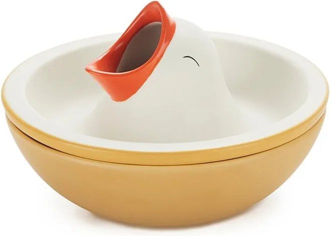Žlutá/bílá keramická servírovací miska 250 ml Hungry Bird – Balvi