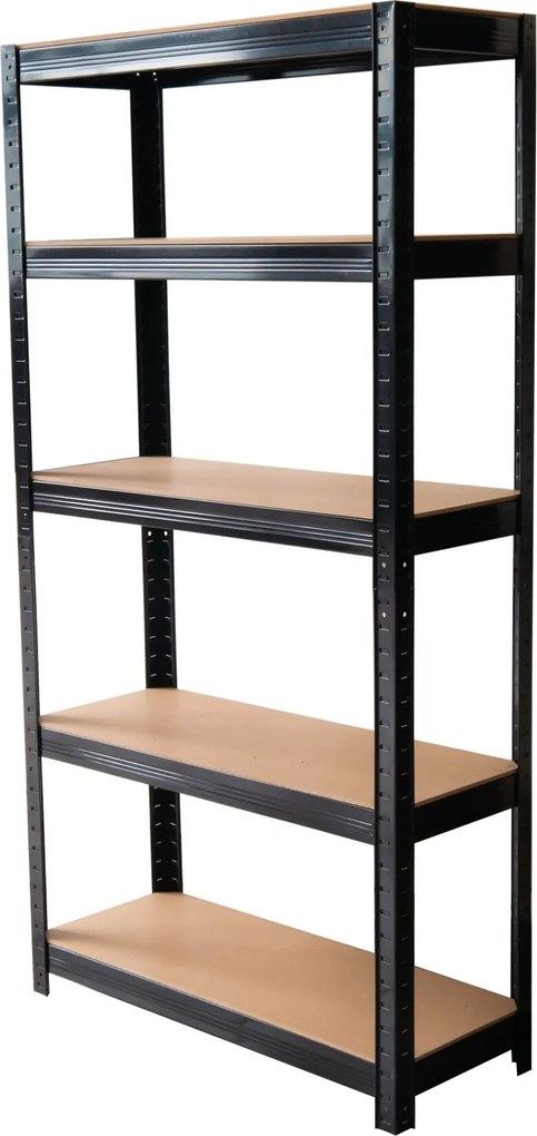 Regál Racks, kovový, MDF, 5 polic, antracit (1800 x 900 x 400 mm)