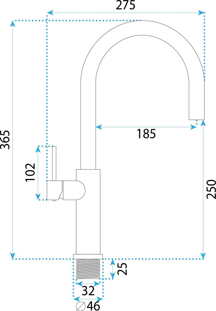 Rea Rivo, vysoká kuchyňská baterie h-365, měděná matná, REA-B9344