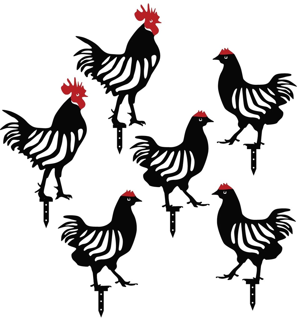 ASIR Dekorativní zahradní doplňky CHICKEN FAMILY 6 černé