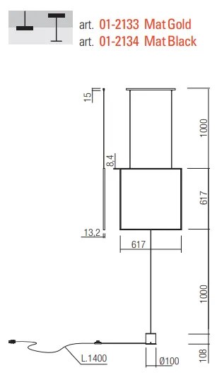 Redo Závěsná nebo stojací LED lampa Slick, š. 617 mm Barva: Černá