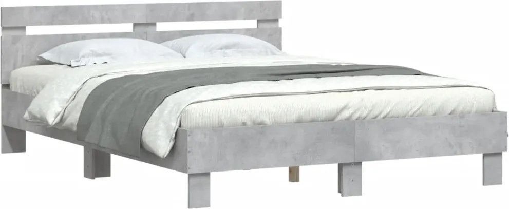 Rám postele s čelem a LED osvětlením betonově šedý 140 x 190 cm 3207563