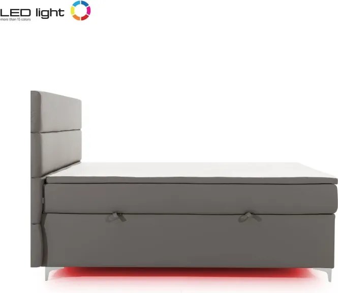 Postel Boxspring Amadeus + LED 200x180, černá (koženka - bao 08)