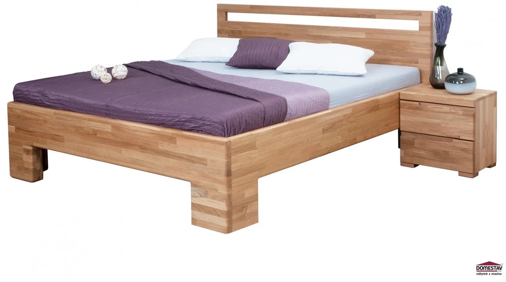 Domestav SOFIA manželská postel čelo rovné s výřezem 180 cm dub cink přírodní