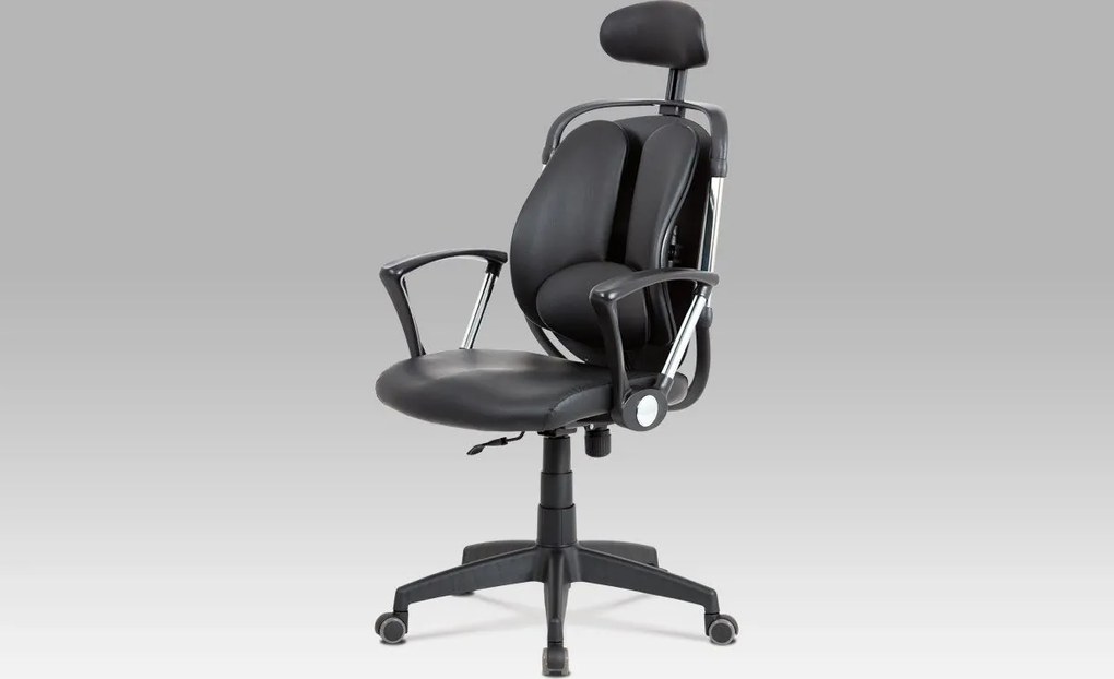 Autronic Kancelářská židle, permanent kontakt mech., černá koženka, plastový kříž KA-D704 BK