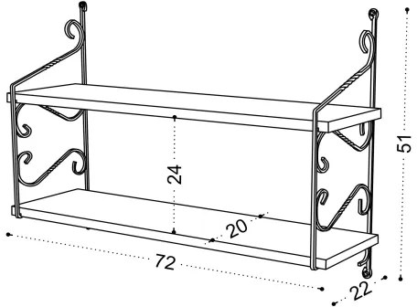 Nástěnná police SERAMONI 51x72 cm bílá