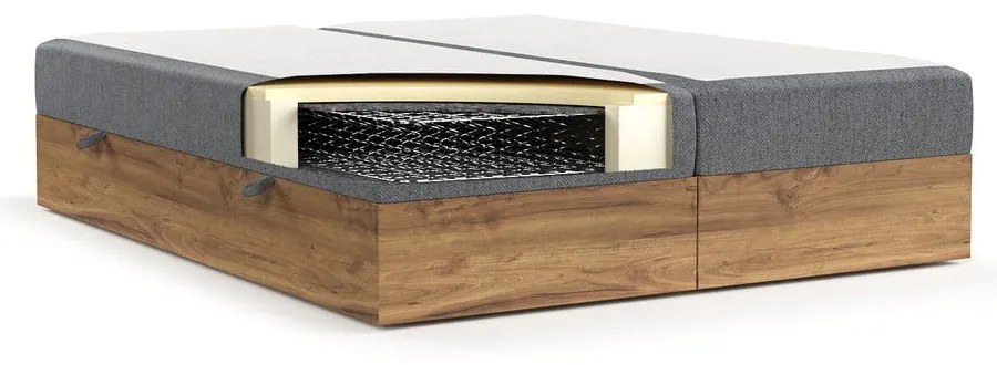 Boxspring postel s úložným prostorem v šedo-přírodní barvě 200x200 cm Faro – Maison de Rêve