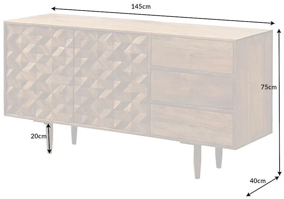 Designová komoda Halia Honey 145 cm akácie
