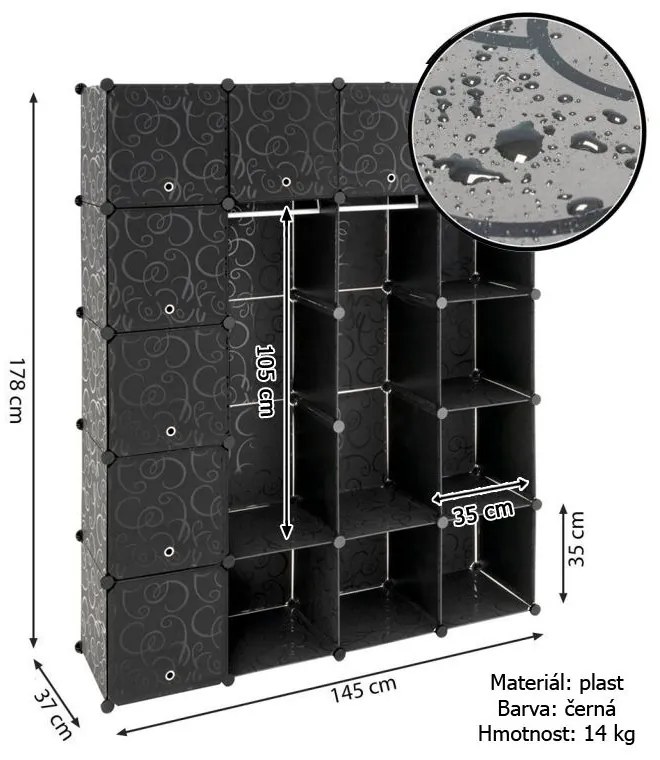 Divero Regál černý - zásuvný systém
