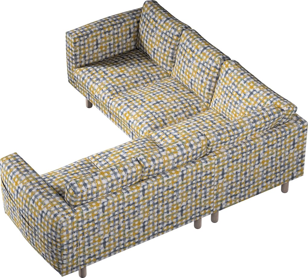 Potah na pohovku IKEA Norsborg rohová 4-místná barva modrá látka pletený vzor, vzorované