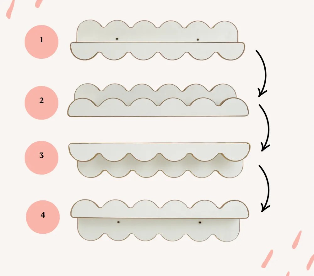 Závěsná police 4v1 s nastavitelným volánem Přírodní