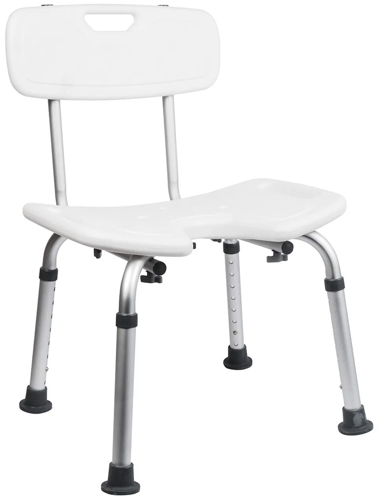 BISK Erga Handicap PRO, obdélníková židle do koupelny se zádovou opěrou 495x545x840 mm, bílá, ERG-07658