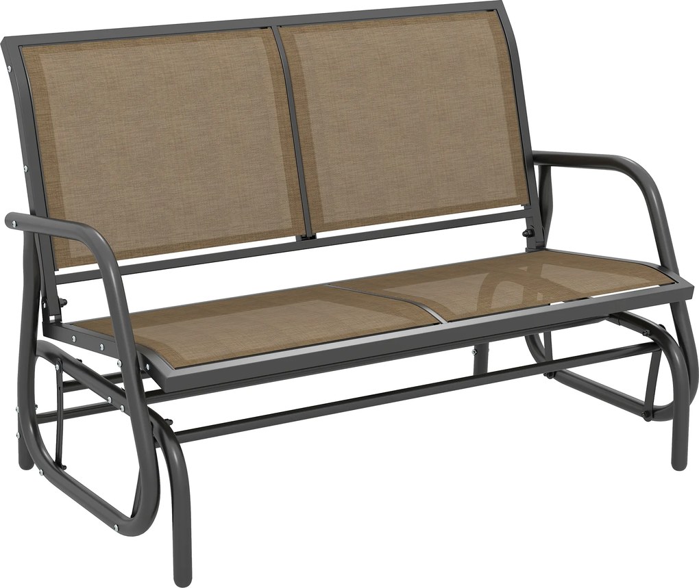 Outsunny zahradní houpací lavička pro 2 osoby z kovu a síťoviny, 120 x 70 x 85 cm, světle hnědá