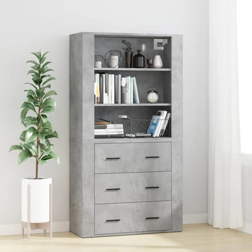 Skříň highboard betonově šedá kompozitní dřevo