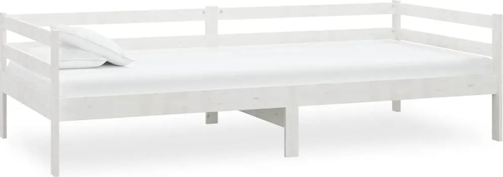 Denní postel s matrací 90 x 200 cm bílá masivní borové dřevo 3083570