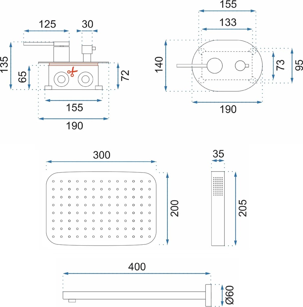 Rea Oval, podomítková sprchová sada + BOX, chromová, REA-P8415