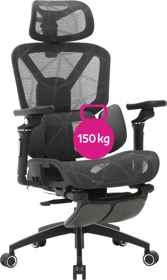 Ergonomická kancelářská židle STORM - tmavě šedá síťovina / nosnost 150 kg