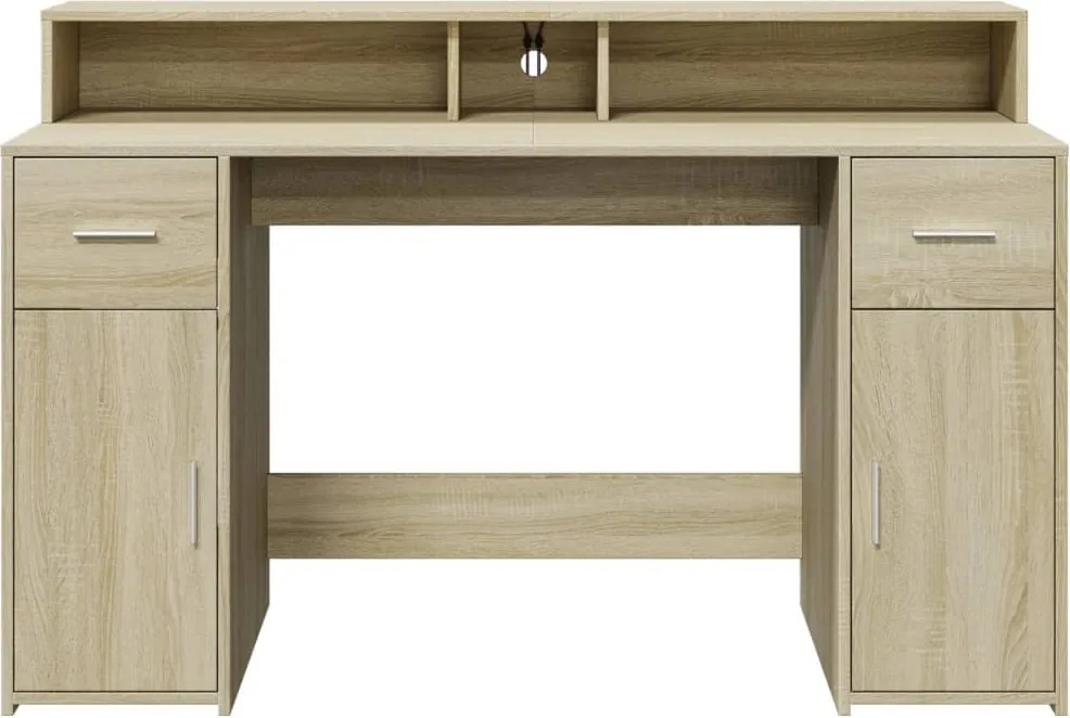 Psací stůl s LED dub sonoma 140 x 55 x 91 cm kompozitní dřevo 3309422