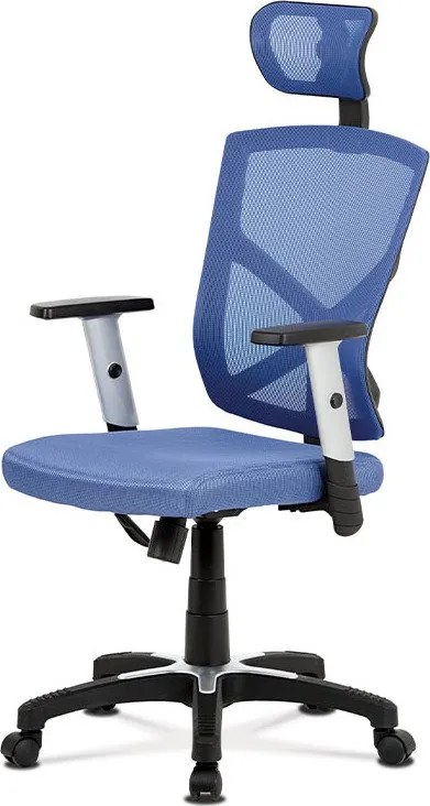Autronic Kancelářská židle, modrá MESH+síťovina, plastový kříž, houpací mechanismus KA-H104 BLUE