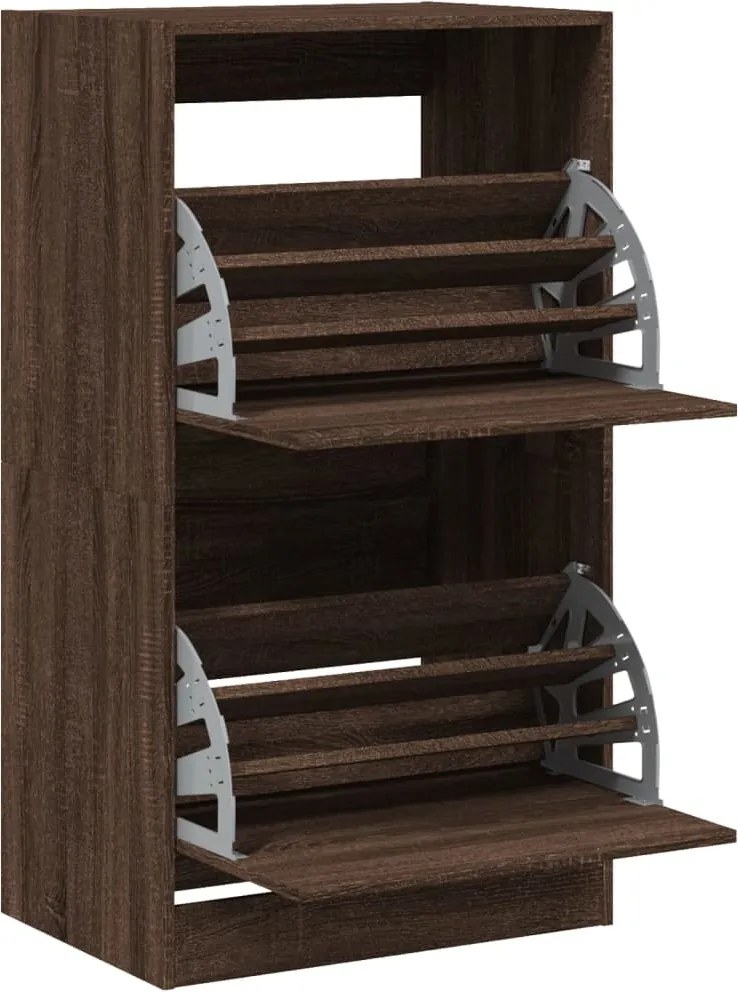 Botník se 2 výklopnými zásuvkami hnědý dub 60 x 42 x 108 cm 3214391