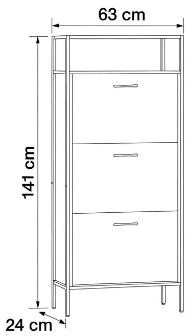 Botník LIANO - MDF, kov, hnědá Barva: Hnědá