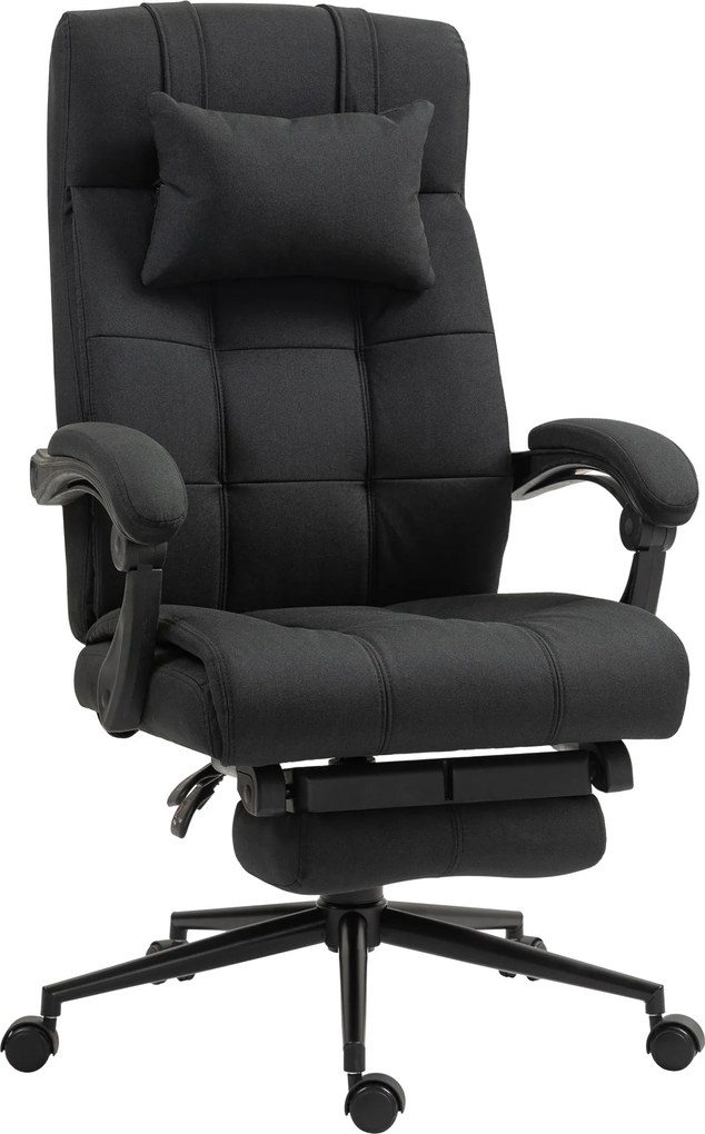 Ergonomická kancelářská židle Vinsetto s nastavitelným opěradlem, hlavovou opěrkou, opěrkami na ruce a výškově nastavitelná otočná židle s podnožkou -