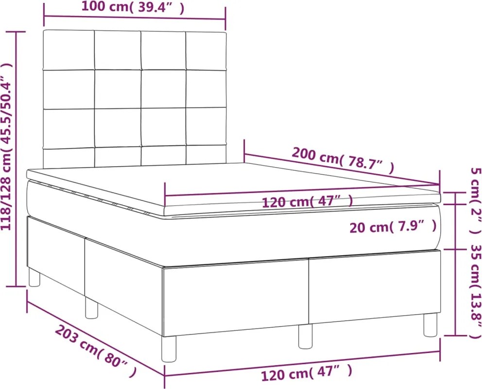 Box spring postel s matrací světle šedá 120 x 200 cm textil 3141761
