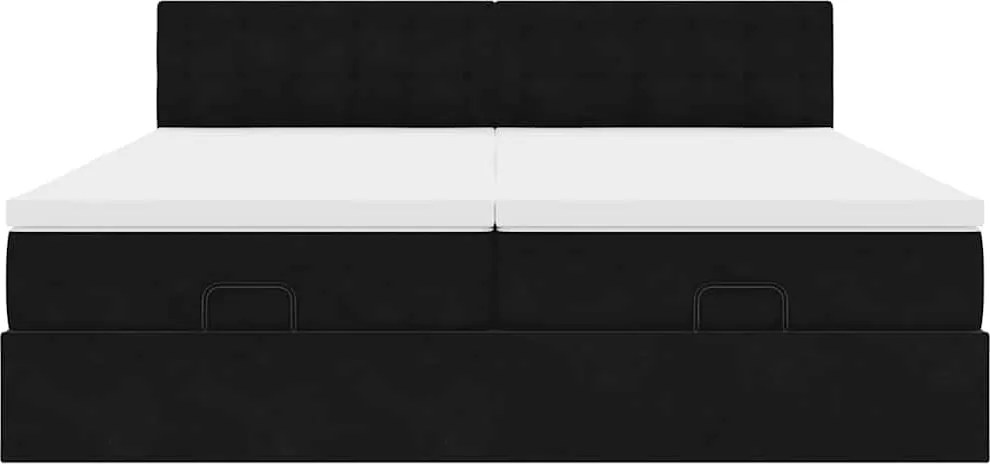 Osmanský rám postele s matrací černý 200x200cm samet 3312118