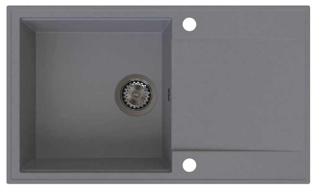 Sink Quality Sink55, kuchyňský granitový dřez 780x460x215 mm + grafitový sifon, šedá, SKQ-SINK.D.1KDOL.XB