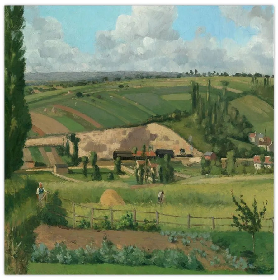 Obraz - Camille Pissarro, Landscape at Les Pâtis, Pontoise, reprodukce (30x30 cm)