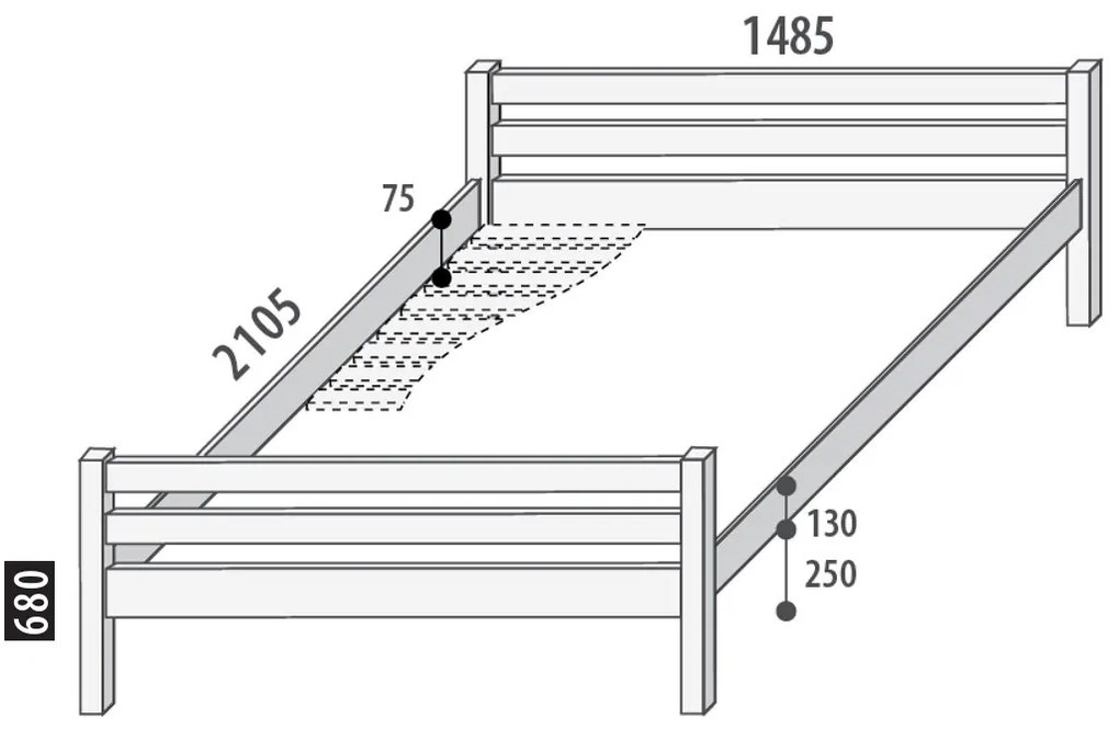 Dvoulůžko Domestav D904 Materiál: Buk cink, Povrchová úprava: Přírodní provedení, Specifikace: 140x200