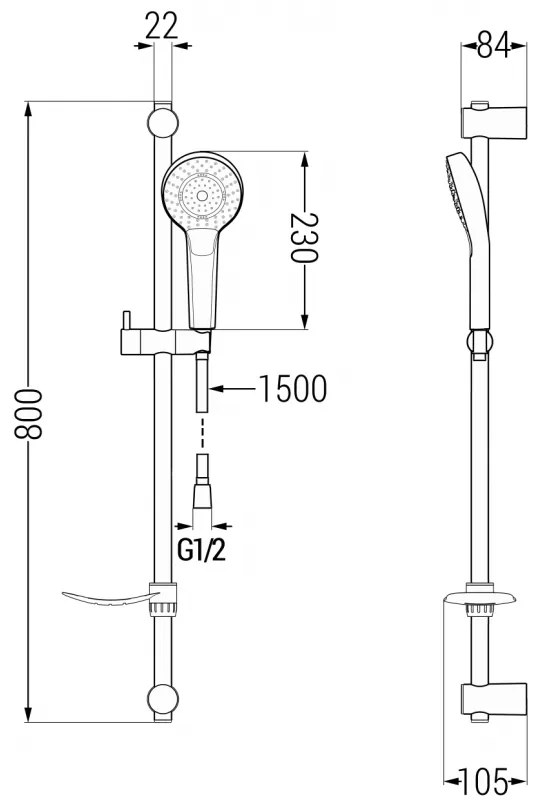 Mexen Milo DF05 sprchová baterie se sprchovou sadou, Chromovaná - 7134R05-00