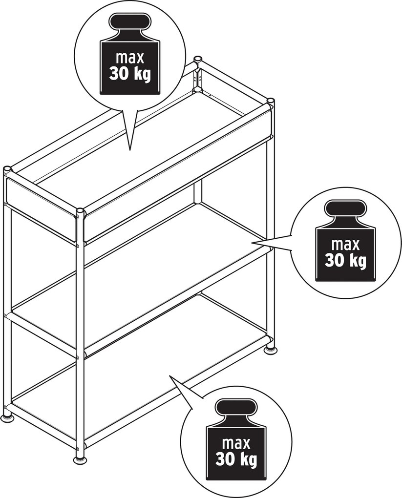 Tchibo - Kovová konzola »Cn3 Slim Line« s policí, hnědošedá