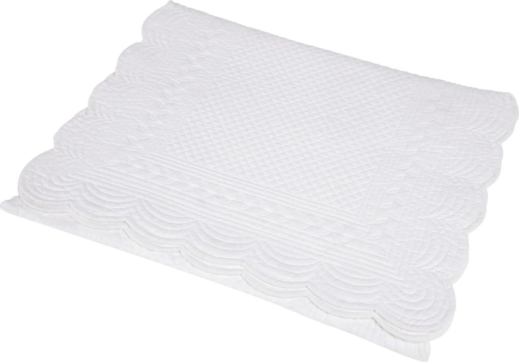 CÔTÉ TABLE Prošívaný běhoun na stůl Blanc 150x50, bílá barva, textil
