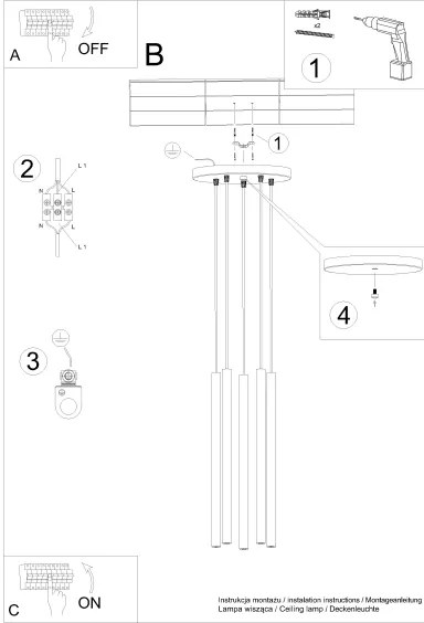 Sollux SL.1275 - Lustr na lanku PASTELO 5xG9/8W/230V beton