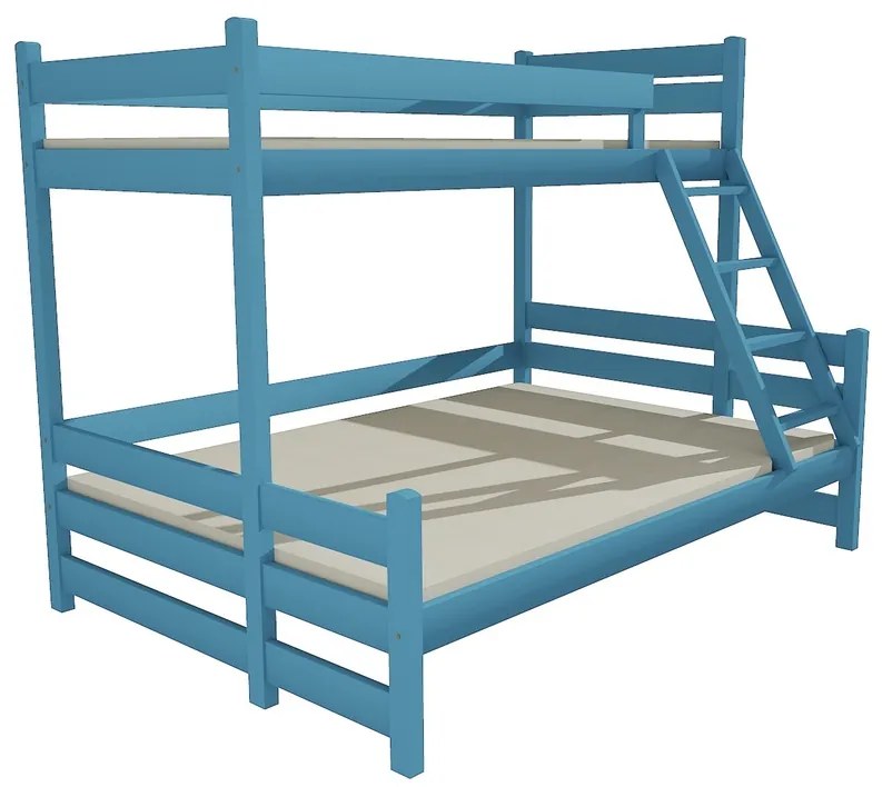 Vomaks Patrová postel s rozšířeným spodním lůžkem PPS 004 100/140 x 180 cm moření ořech vpravo (vyobrazeno)