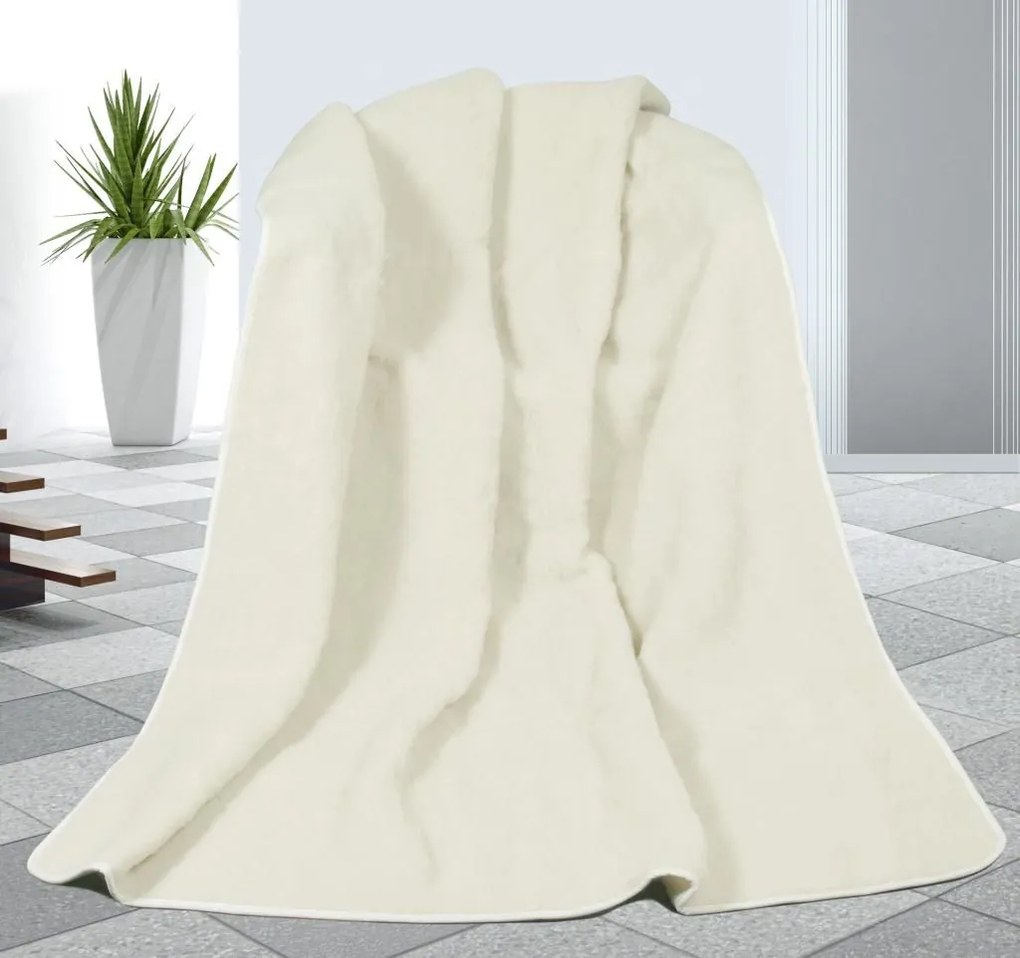 Vlněná deka DUO 155x200cm bílý beránek - australské merino 155/200
