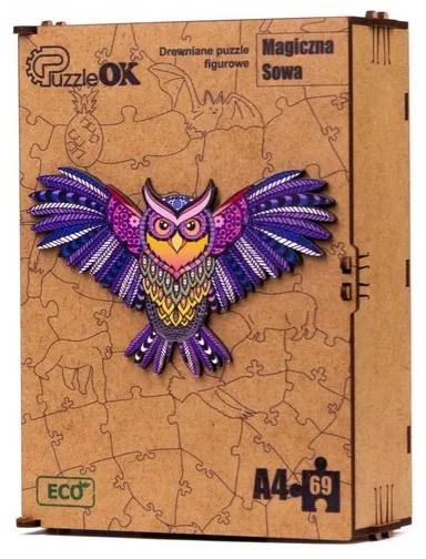 007090 3D dřevěné puzzle handmade - Létající sova A4