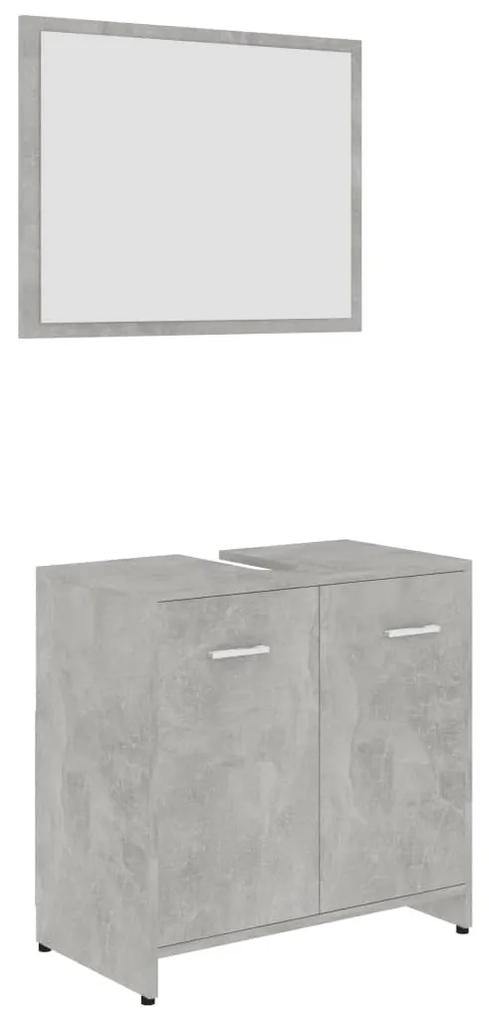 2dílný set koupelnového nábytku - skříňka + zrcadlo 60 cm - dřevotříska | betonově šedý