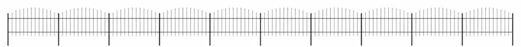 Zahradní plot s kopím nahoře ocelový 1673 x 125 cm černý 277730