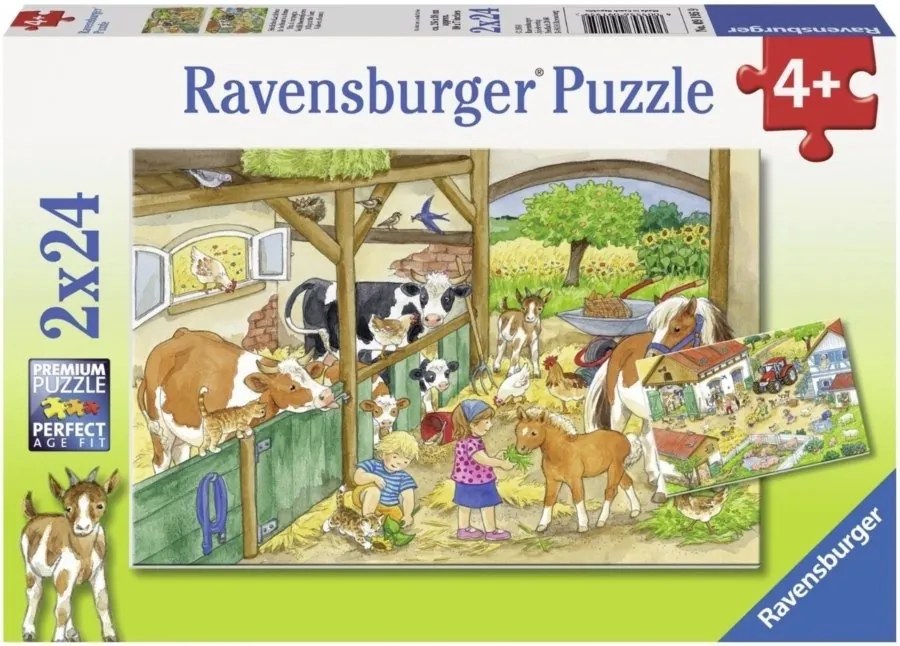 Puzzle ravensburger 091959 den na farmě 2x24 dílků