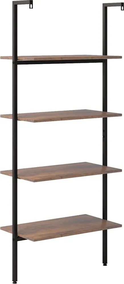 4patrová opěrná police tmavě hnědá a černá 64 x 35 x 152,5 cm 336383