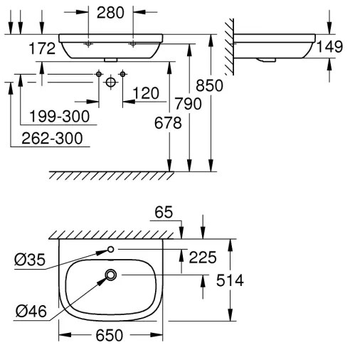 GROHE 39323000 - Umyvadlo EURO CERAMIC 650 × 514 mm keramika/bílá