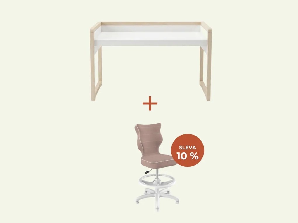 Benlemi Dětský rostoucí stůl STOLLY se dvěma výškami stolu + ergonomická židle STARORŮŽOVÁ Zvolte rozměr židle: dítě 119 - 142 cm (výška stolu 71 - 82 cm)
